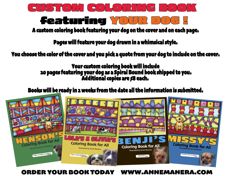 Custom Your Dog Coloring Book for Everyone illustrations by Anne Manera