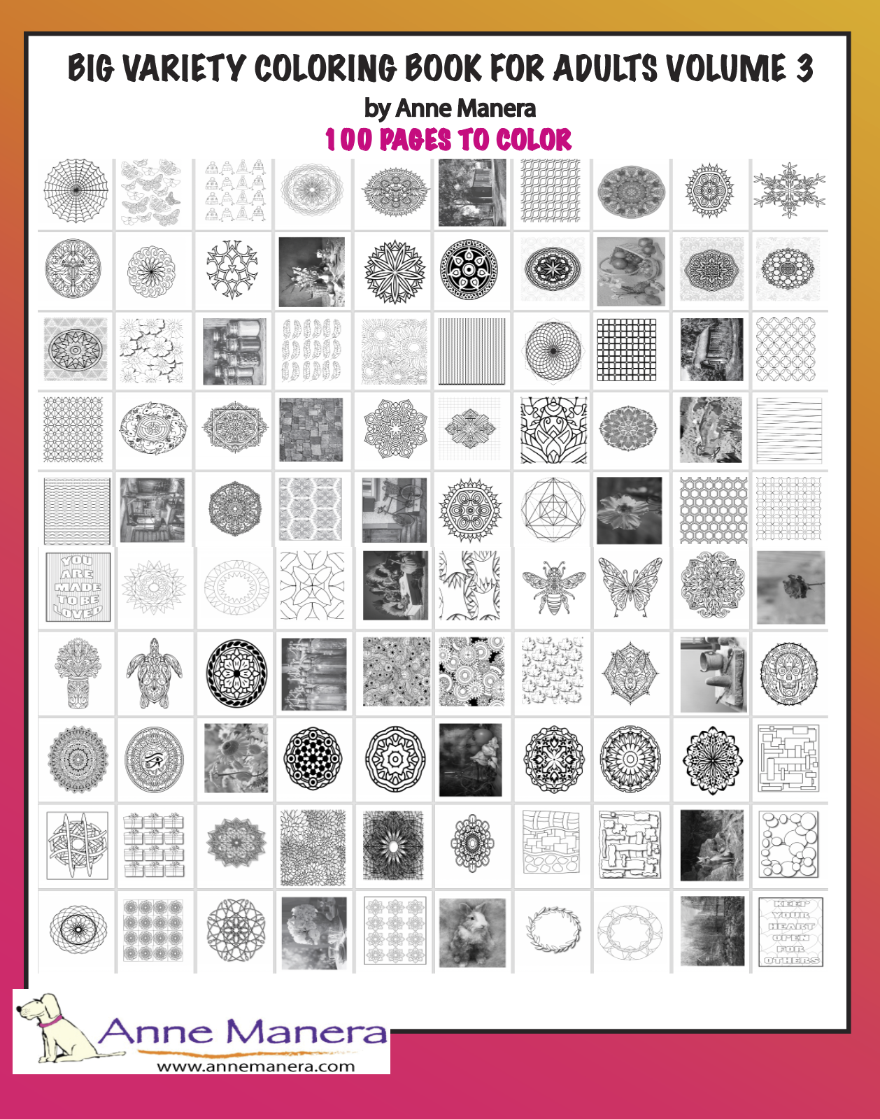 Big Variety Coloring Book Volume 3 100 PAGES TO COLOR LINE ART PLUS ...