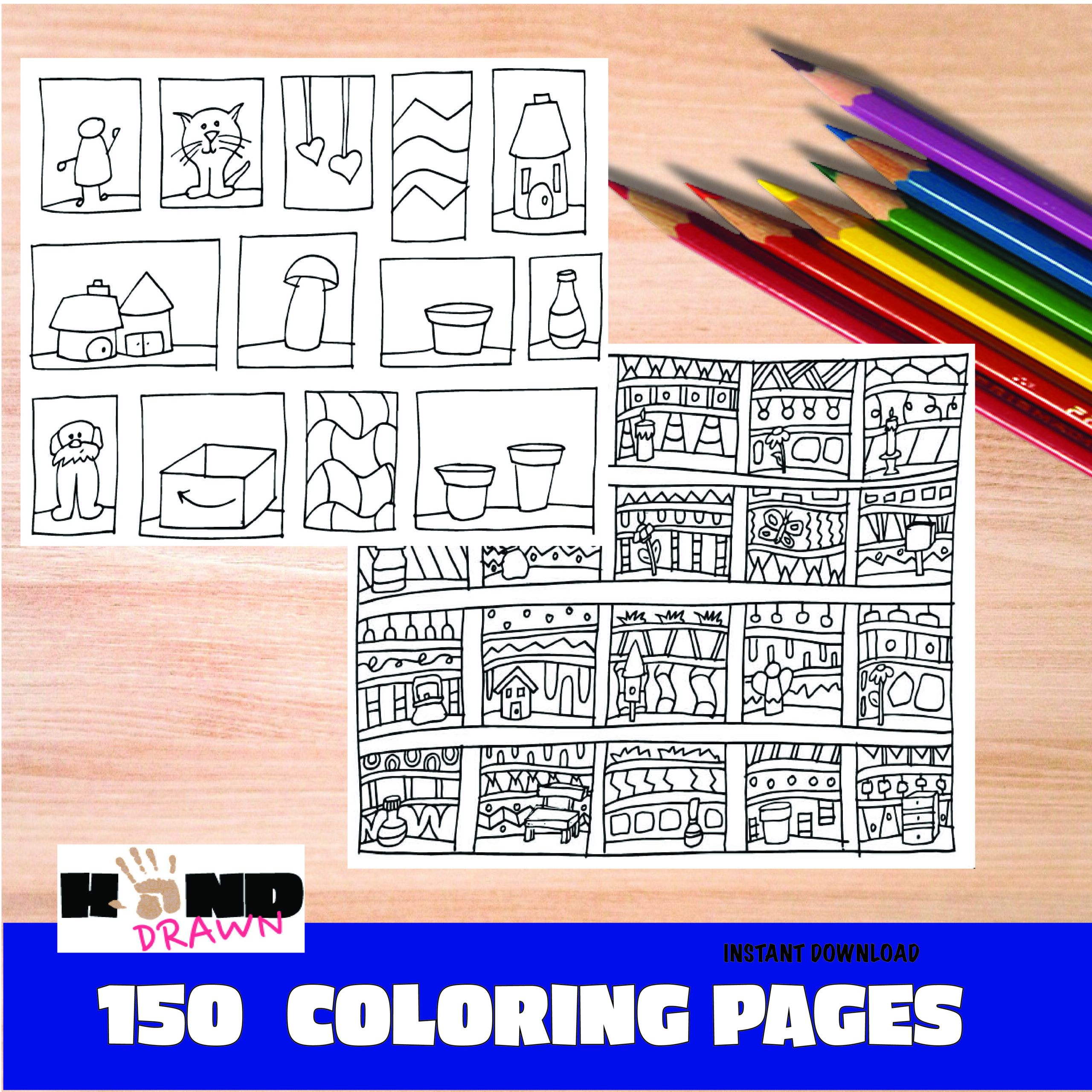 Big Little Boxes Variety Coloring Book 150 Pages PDF Instant Download